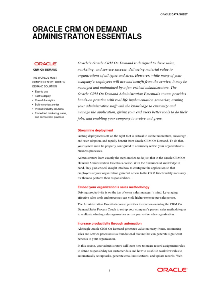 Oracle CRM On Demand | Download Free PDF | Business Process | Sales