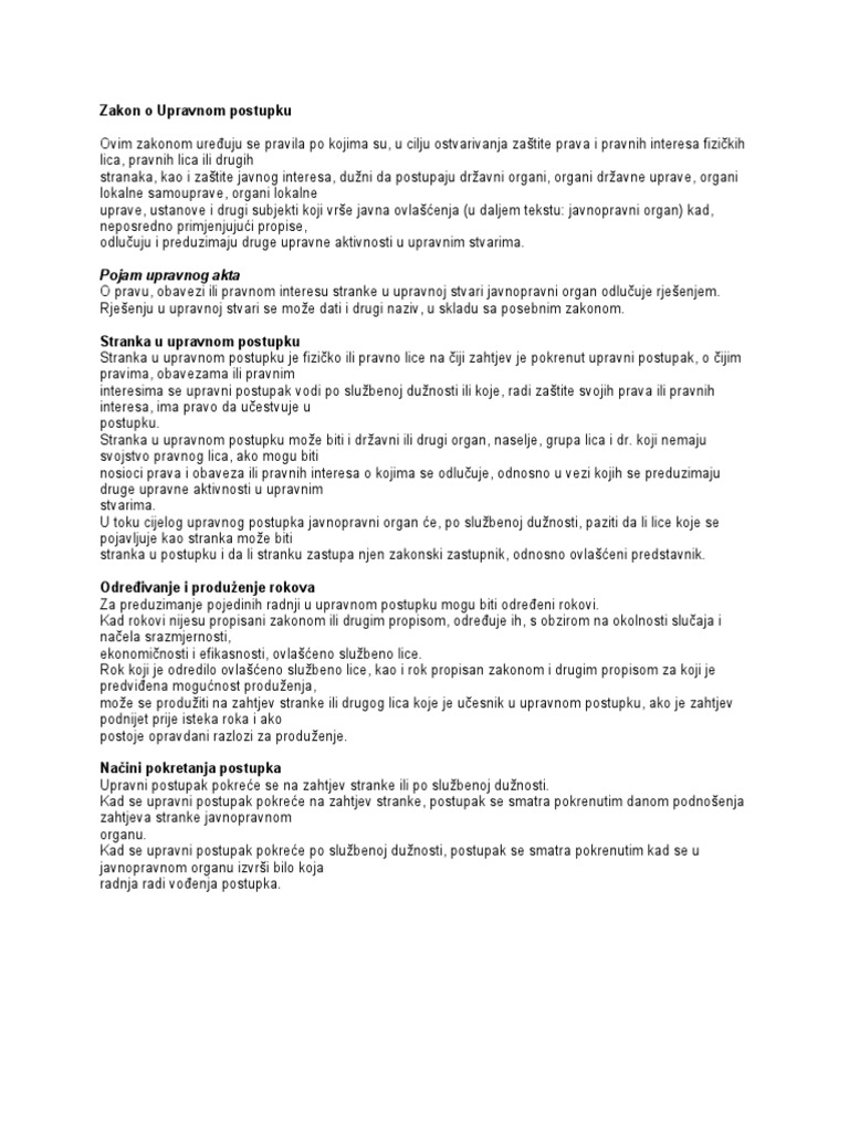 Upravni Spor, Upravni Postupak, Kancelarijsko Poslovanje | PDF