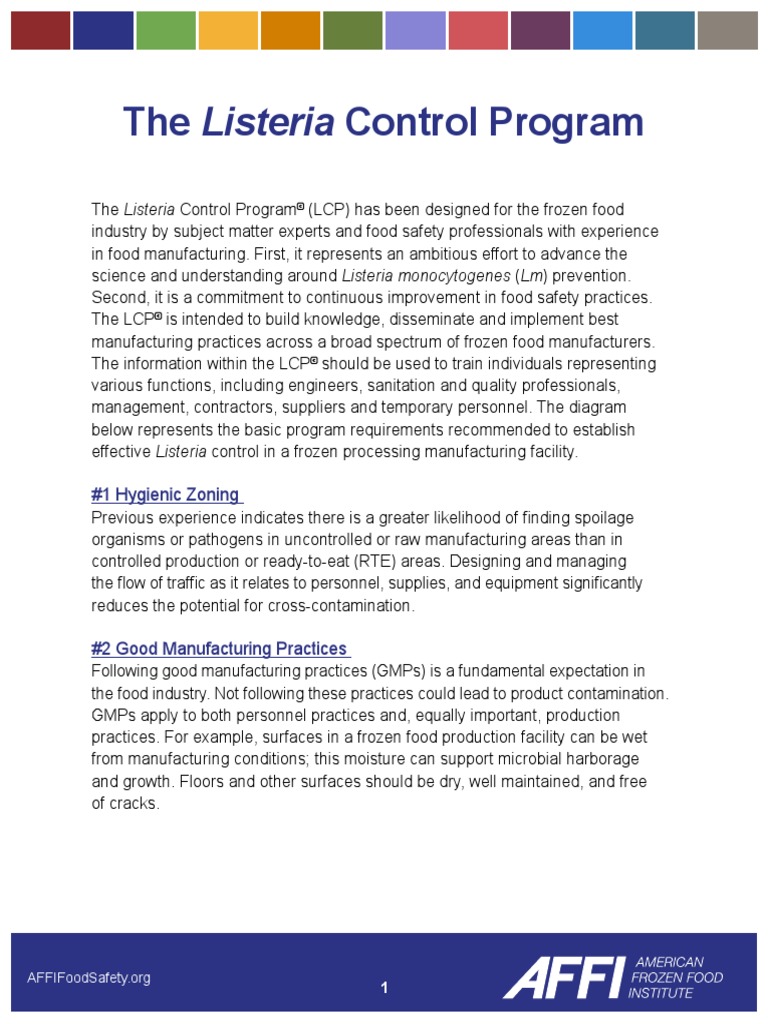 The Listeria Control Program Recommendations | PDF | Hygiene ...