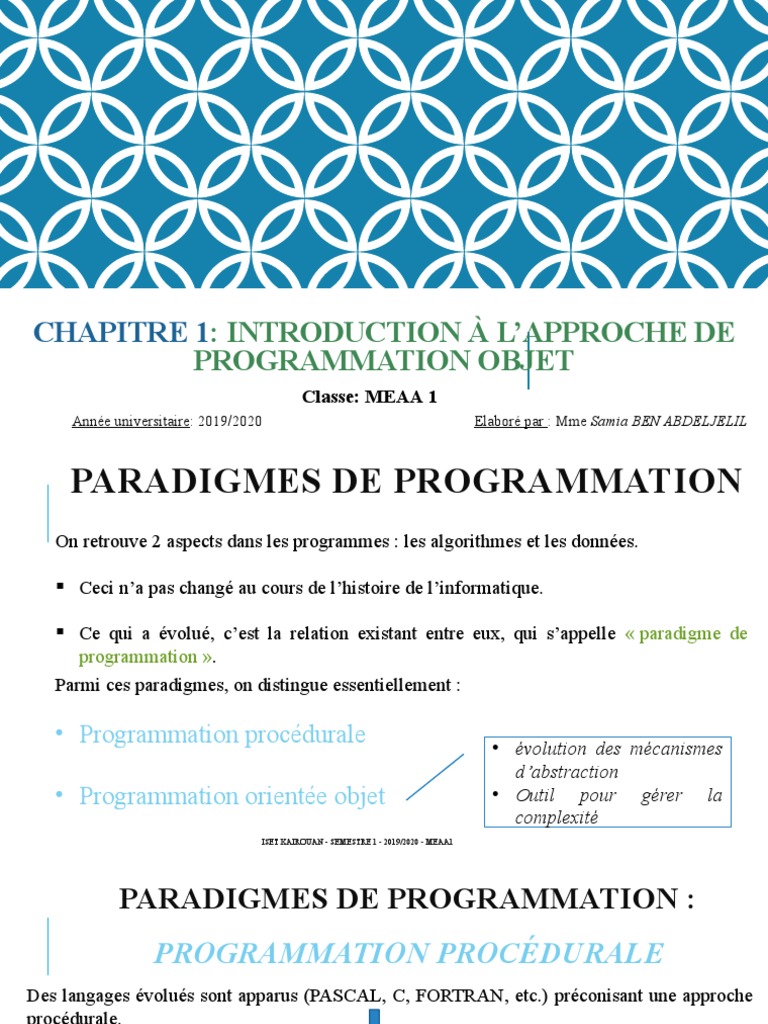 Chap1 MEAA1 | PDF | Classe (informatique) | Programmation orientée objet
