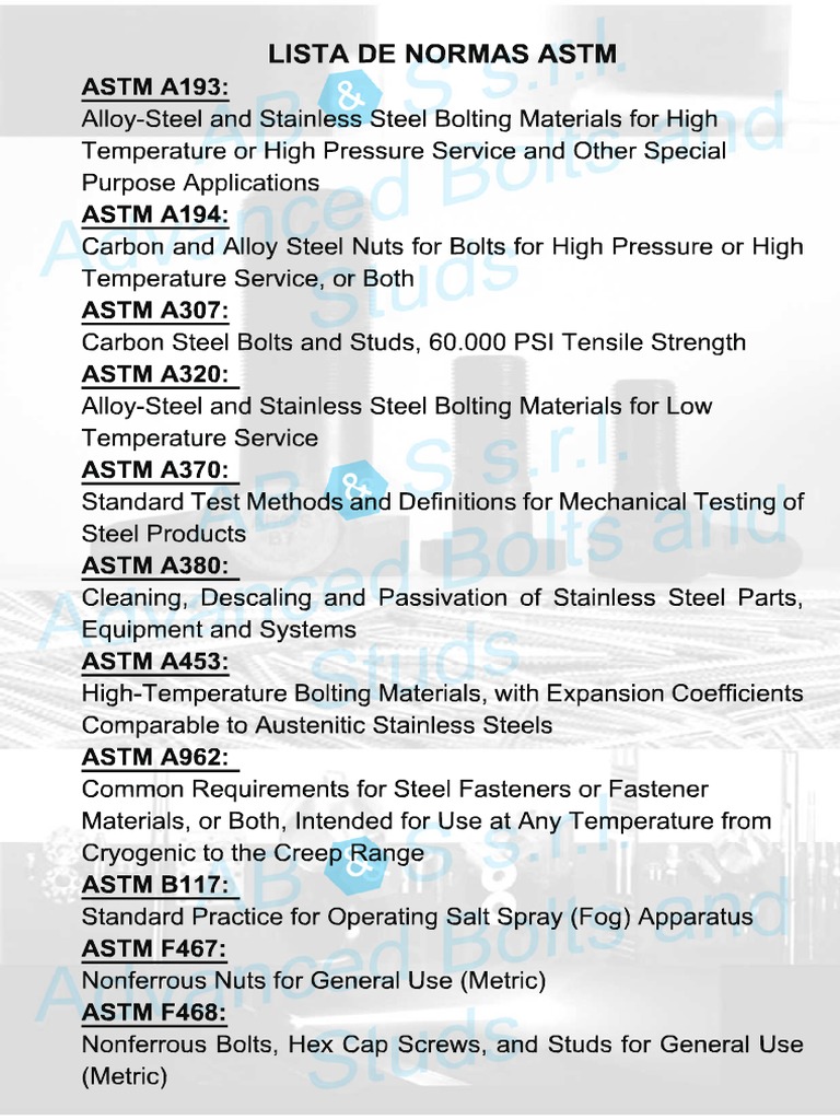Lista de Normas Da Astm | PDF