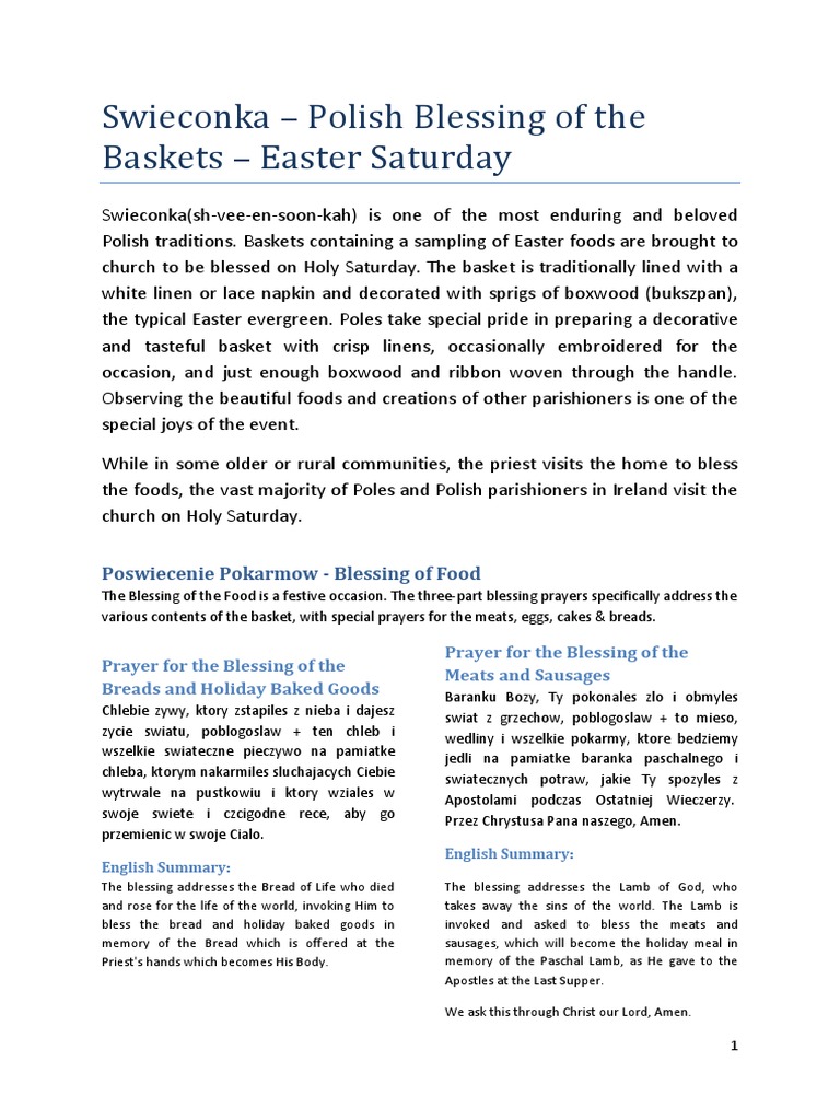 Polish Easter Basket Blessing Tradition | PDF | Christian Behaviour And ...