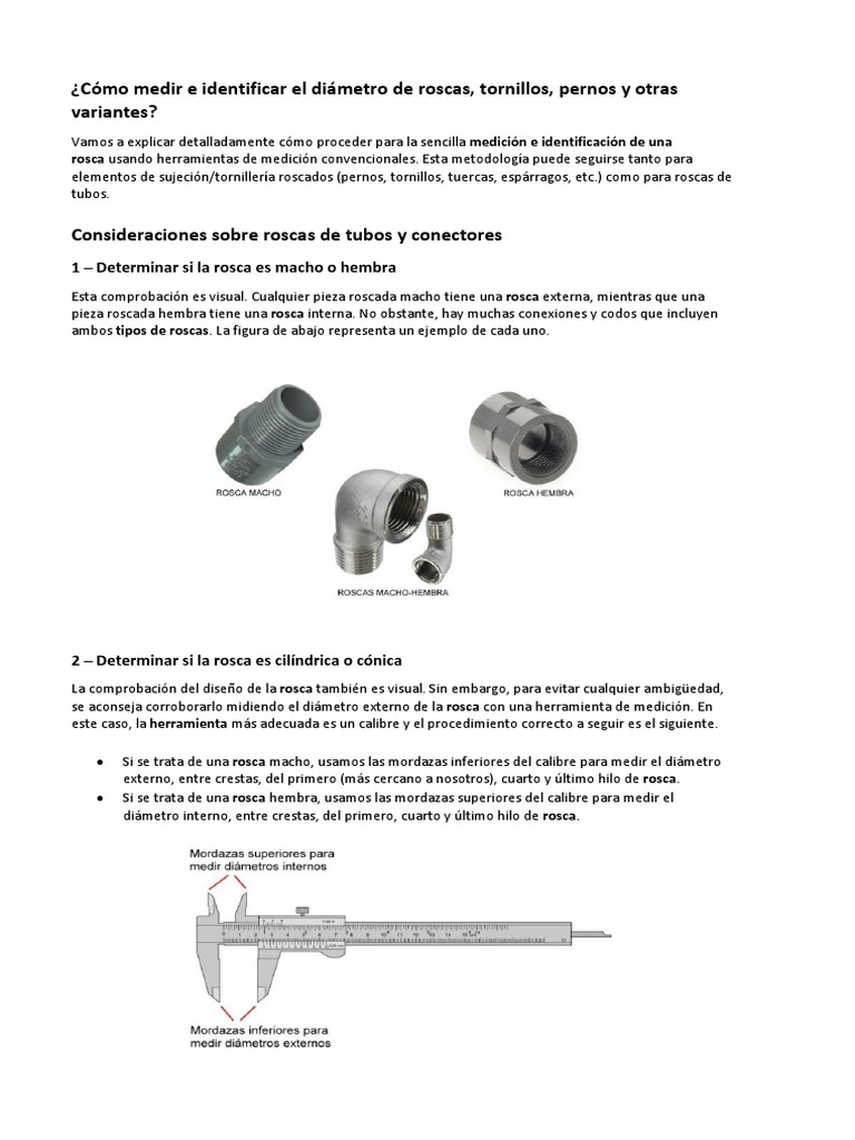 Cómo Medir e Identificar El Diámetro de Roscas | PDF | Pulgada | Tornillo