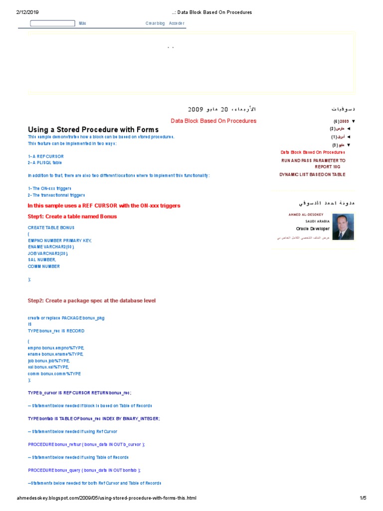 Data Block Based On Procedures | PDF | Data Management | Databases