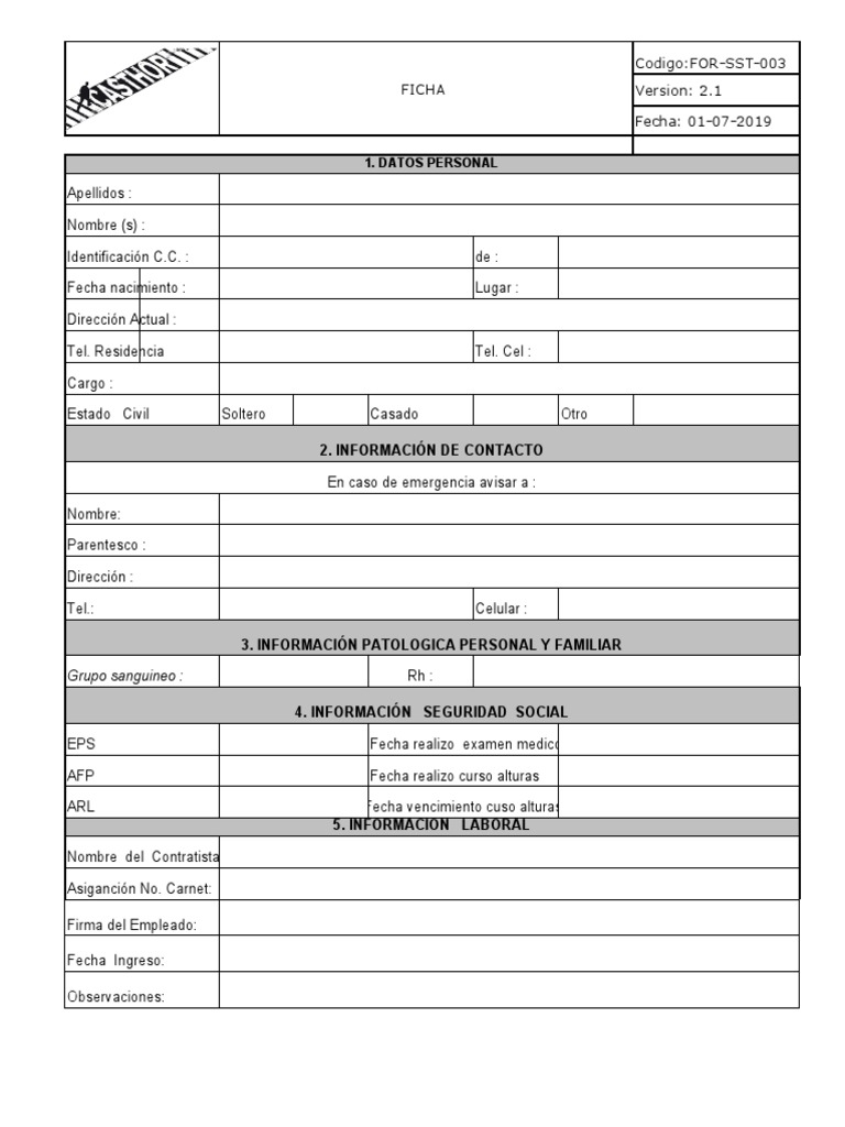 Formato Ficha de Ingreso | PDF