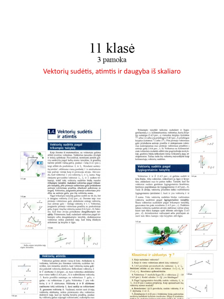11 Klasė 3 Pamoka (Veiksmai Su Vektoriais) | PDF