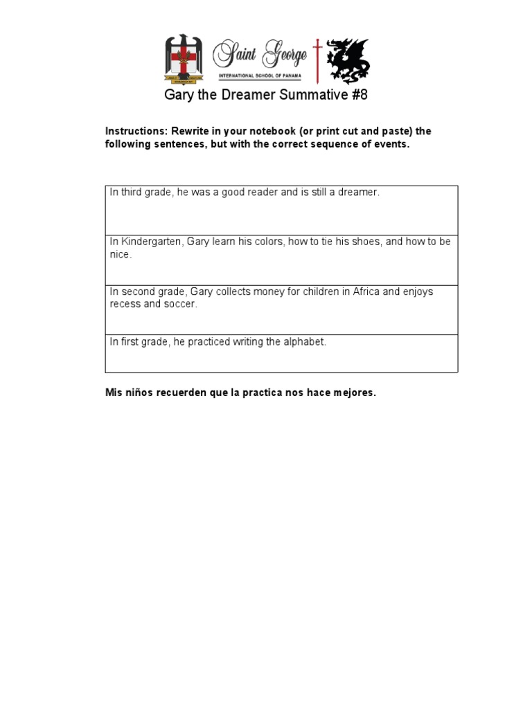 Gary The Dreamer Summative 8 | PDF