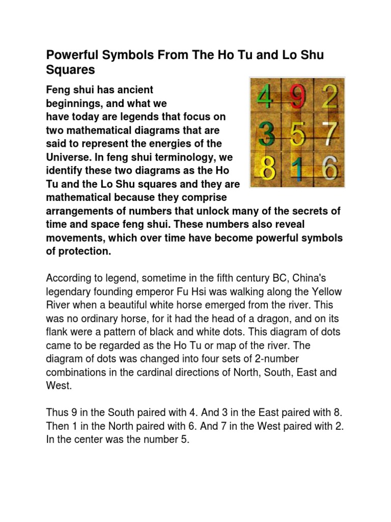 Ho Tu and Lo Shu: Symbols of Protection | PDF | Feng Shui | China