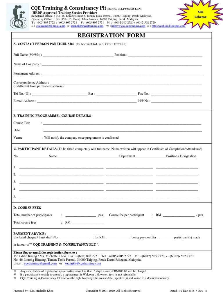 Registration Form: SBL Scheme | PDF | Business Law | Financial Services