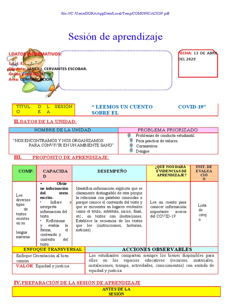 Leemos un cuento sobre COVID-19 | PDF | Aprendizaje | Cognición