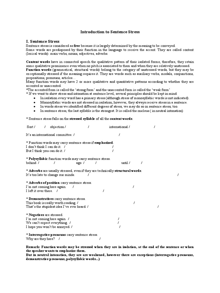 Understanding Sentence Stress in English | PDF | Stress (Linguistics ...