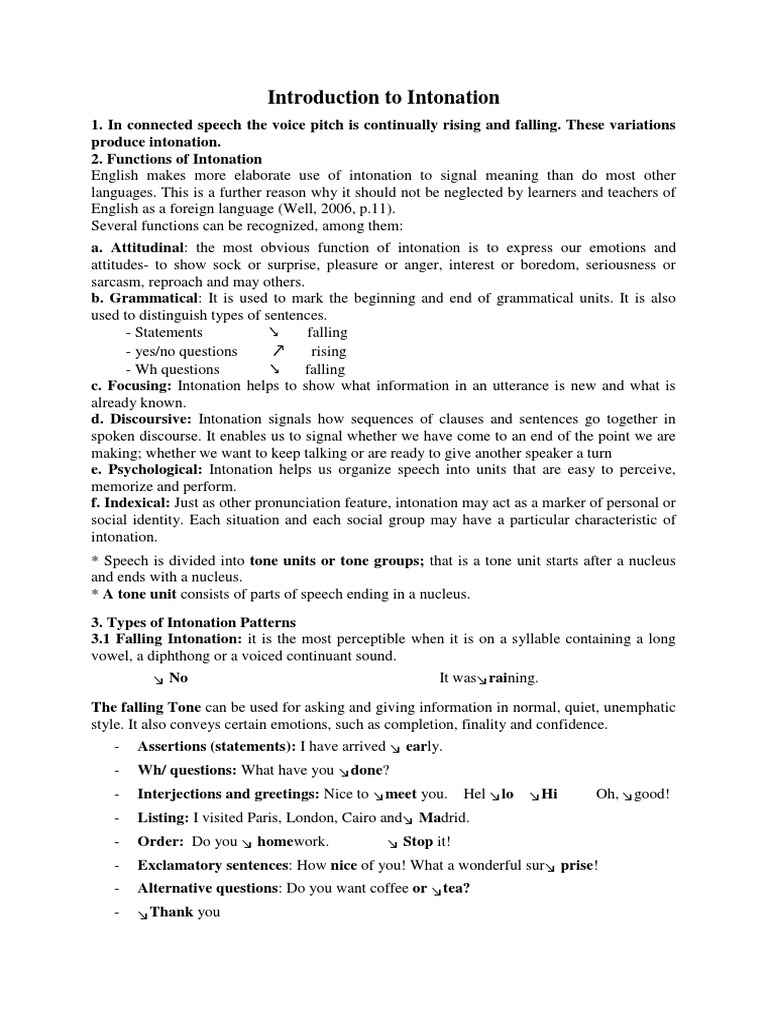 Introduction To Intonation | PDF | Vowel | Linguistics