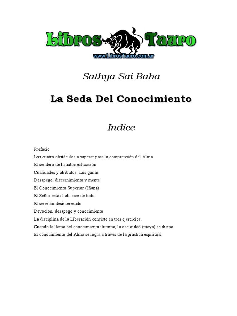Baba, Sathya Sai - La Seda Del Conocimiento | PDF | Mantman (hinduismo ...