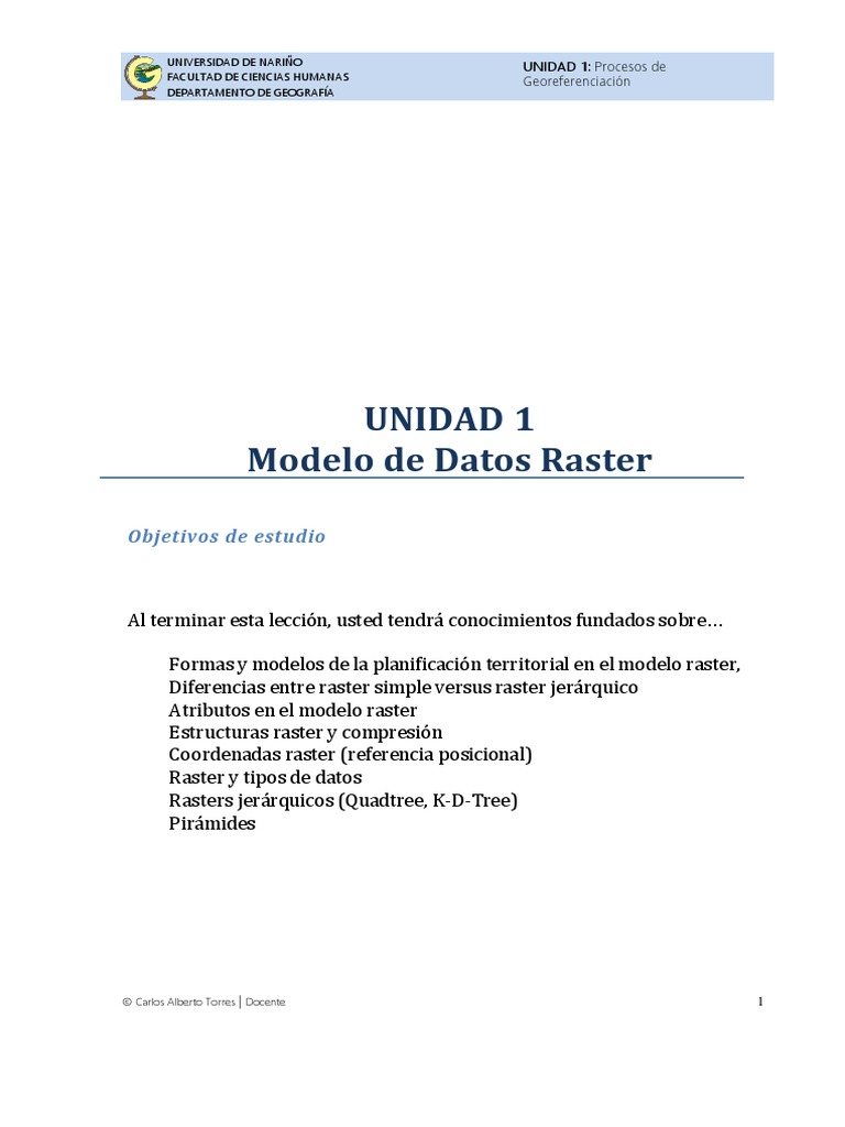 1U - Modelo de Datos Raster PDF | PDF | Poco | Informática y tecnología ...