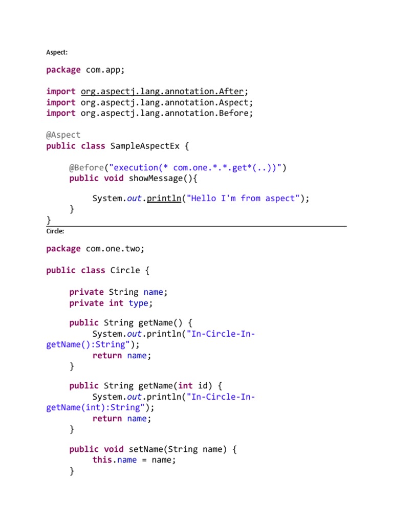 Aop Example Prgm Pdf Computer Programming Software Engineering 