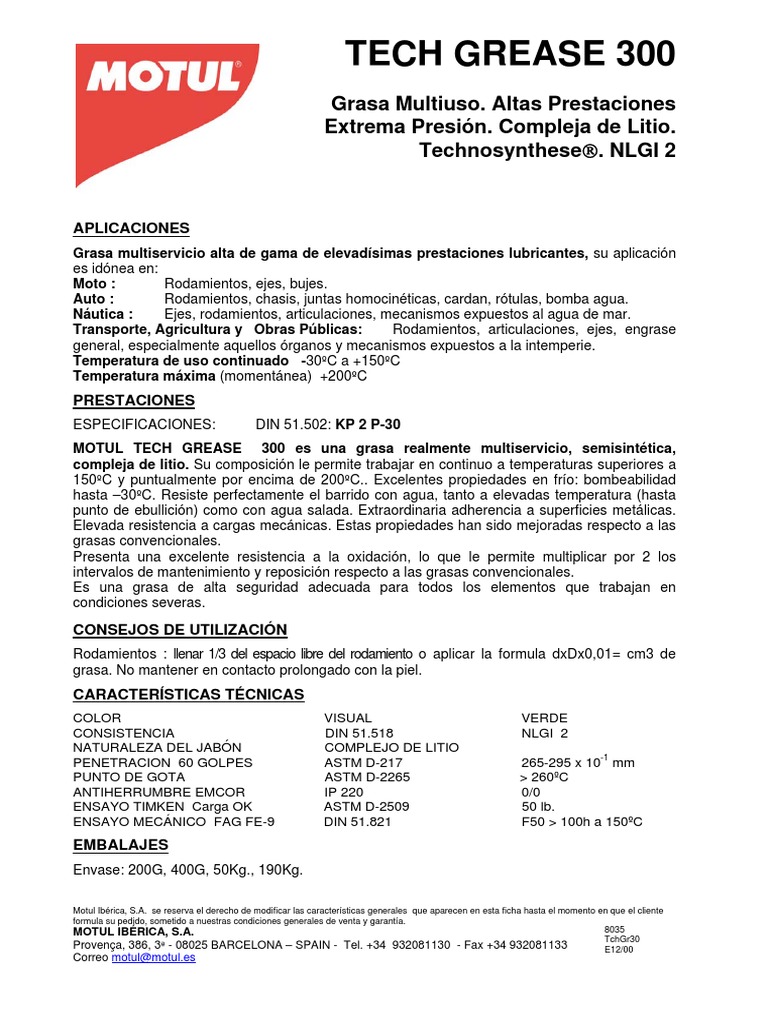 100897-Tech Grease 300 e 1200 | PDF | Química | Física Aplicada e ...