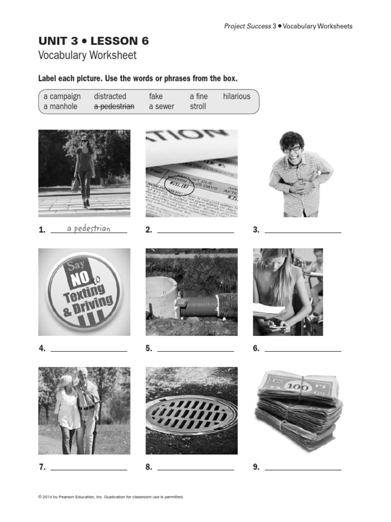 Vocabulary Worksheet: Unit 3 Lesson 6 | PDF