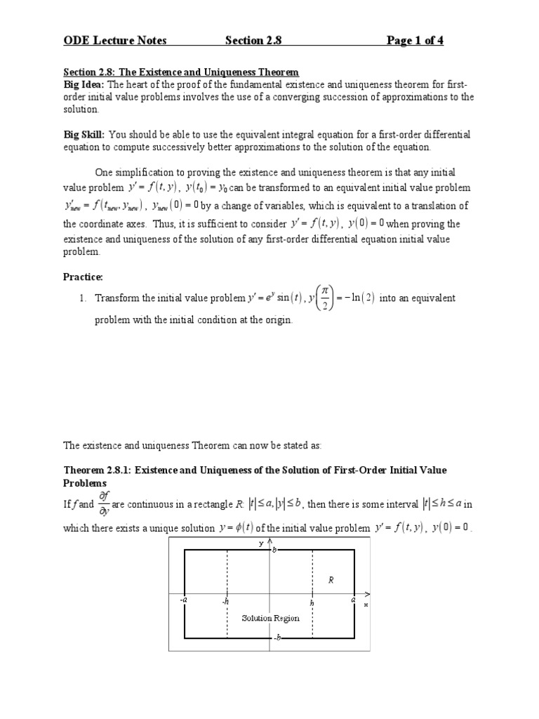 ODE Lecture Notes Section 2.8 1 of 4: y Fty Yt y y FT y y y Fty y | PDF ...