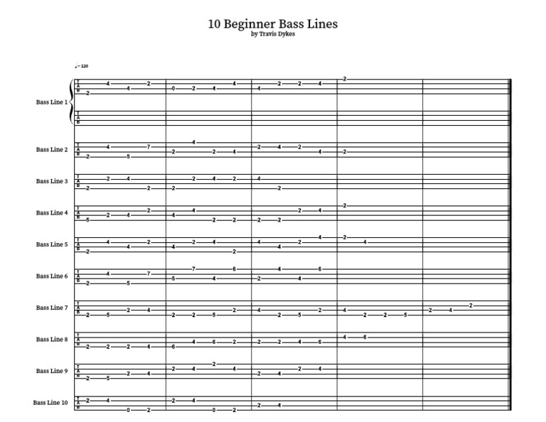 10 Easy Bass Lines for Beginners | PDF