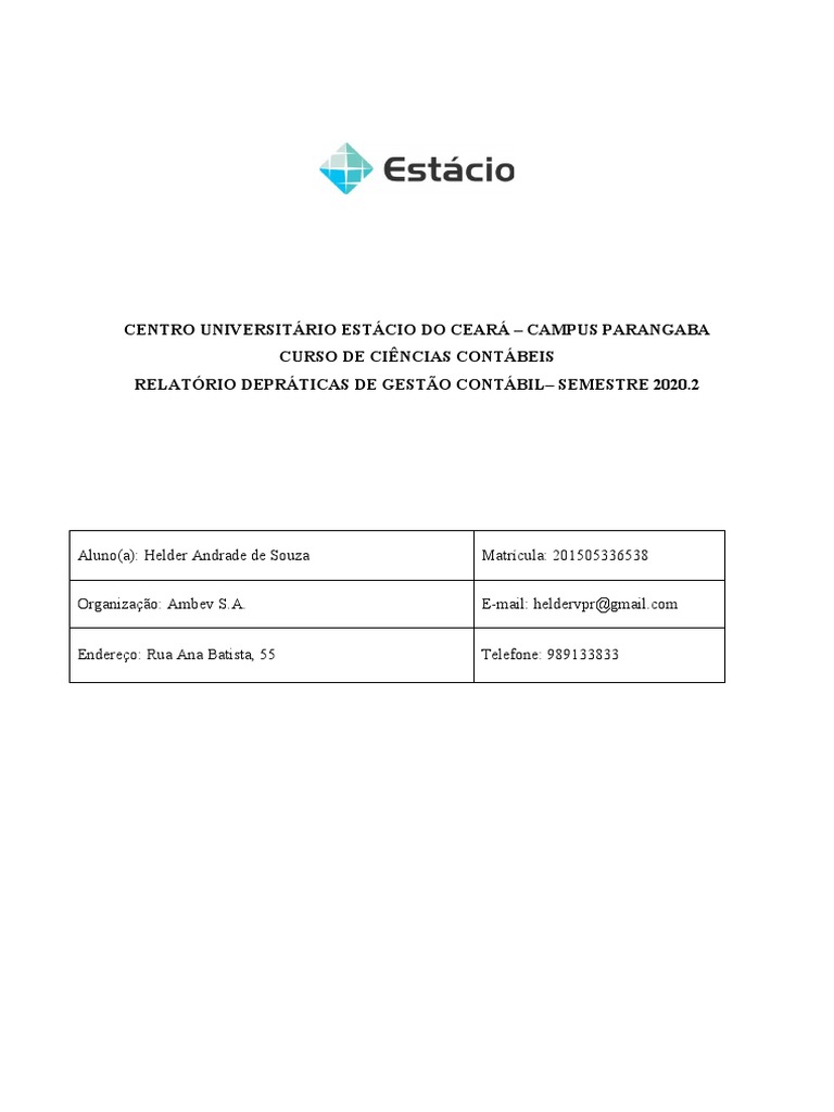 Relatório de Práticas de Gestão Contábil | PDF | Relatório anual ...