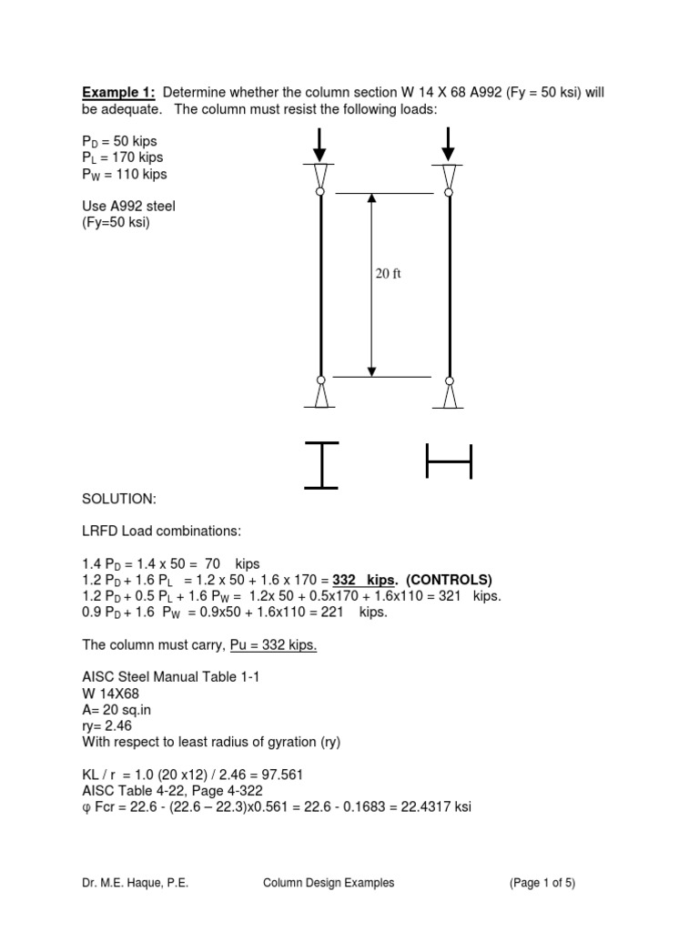 Determination of the Adequate Steel W-Section for Columns Subjected to ...