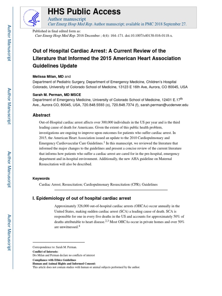 HHS Public Access | PDF | Cardiopulmonary Resuscitation | Cardiac Arrest
