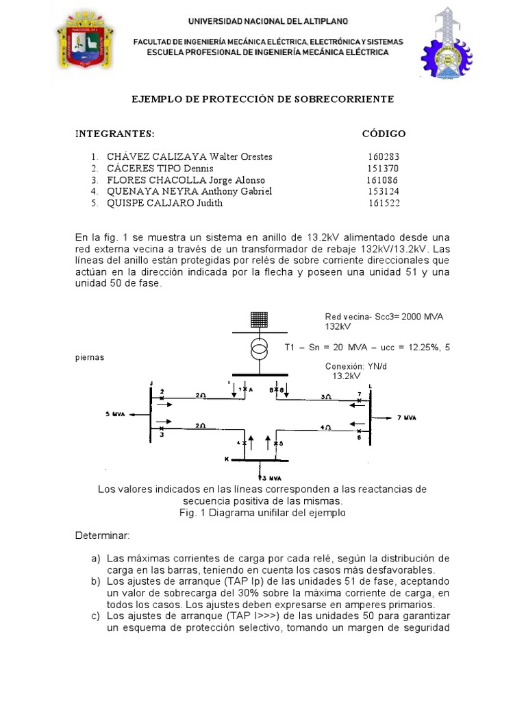Ejemplo de Protección de Sobrecorriente | PDF | Relé | Transformador