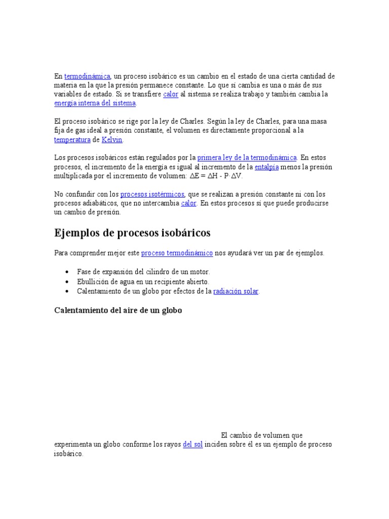 Proceso Isobarico | PDF | Calor | Termodinámica