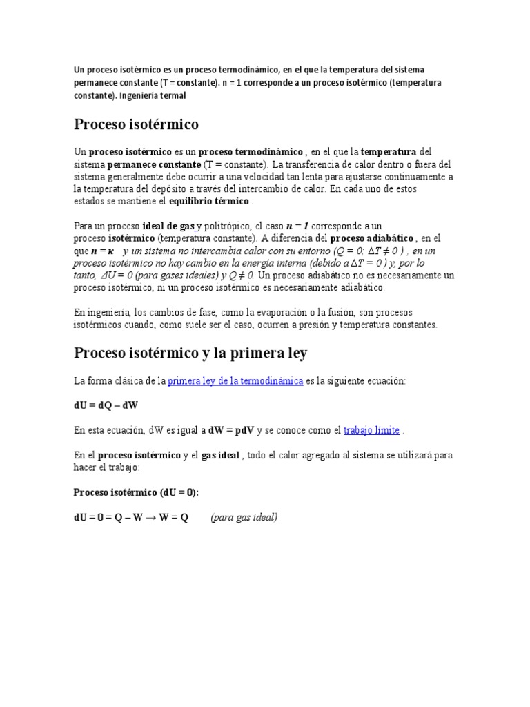 Proceso Isotermico | PDF | Gases | Calor