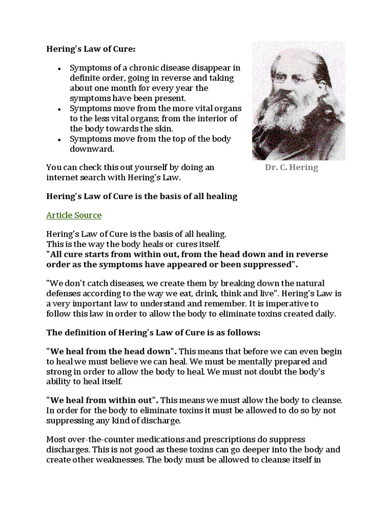 Herings Law of Cure 2011 PDF | PDF | Mucus | Cure