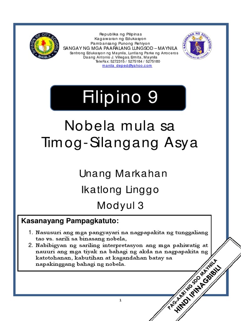 FILIPINO-9 Q1 Mod3 | PDF