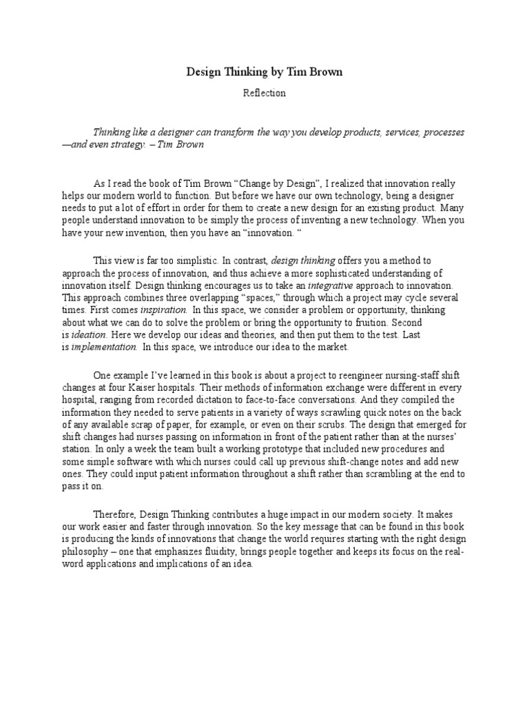 Design Thinking by Tim Brown | PDF | Design Thinking | Innovation