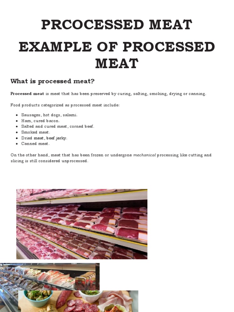 Prcocessed Meat Example of Processed Meat | PDF