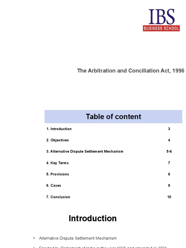 The - Arbitration - and - Conciliation - Act - 1996 (1) PPT - Sem III - PGPM - IBS - 2020 | PDF ...