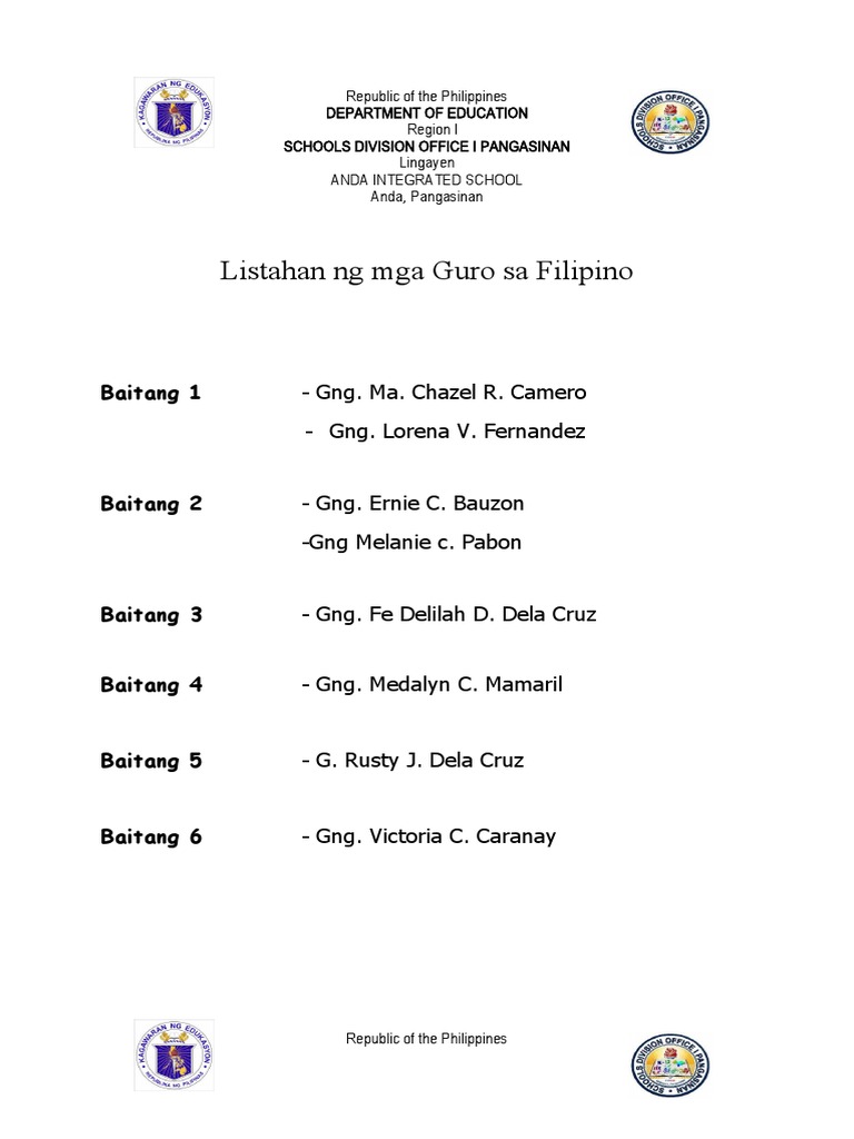 Anda School Filipino Programs | PDF | Southeast Asia | Philippines