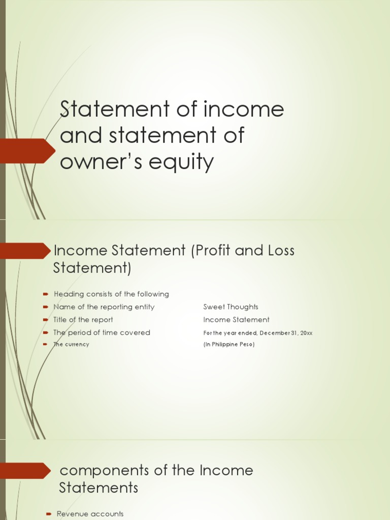 Chapter 2 Statement of Income and Statement of Owner's Equity PDF | PDF