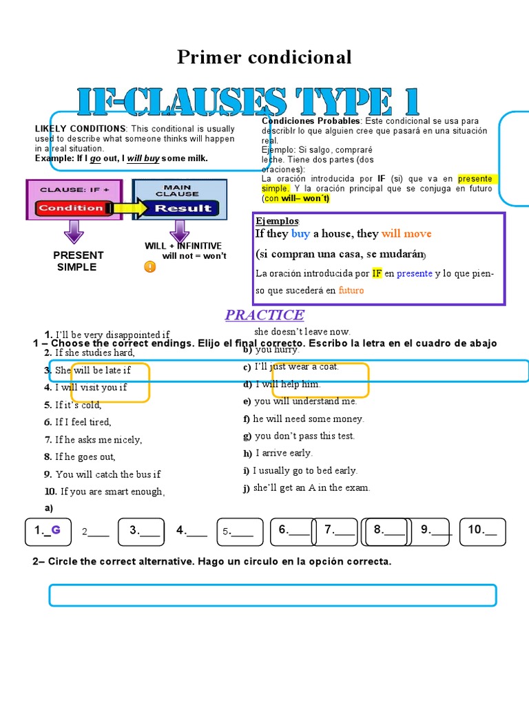 Primer Condicional: Practice | PDF