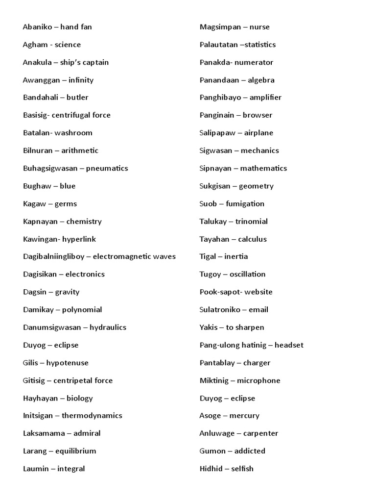 Difficult Words in Filipino 19-20 | PDF | Prices | Money