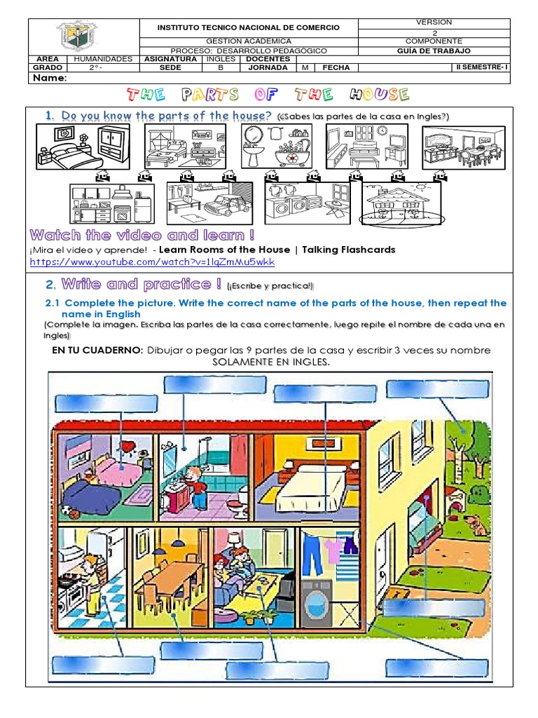 1.3 The Parts of The House | PDF | Enseñando y aprendiendo | Idiomas