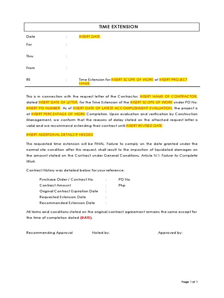 Time Extension Request for Construction | PDF