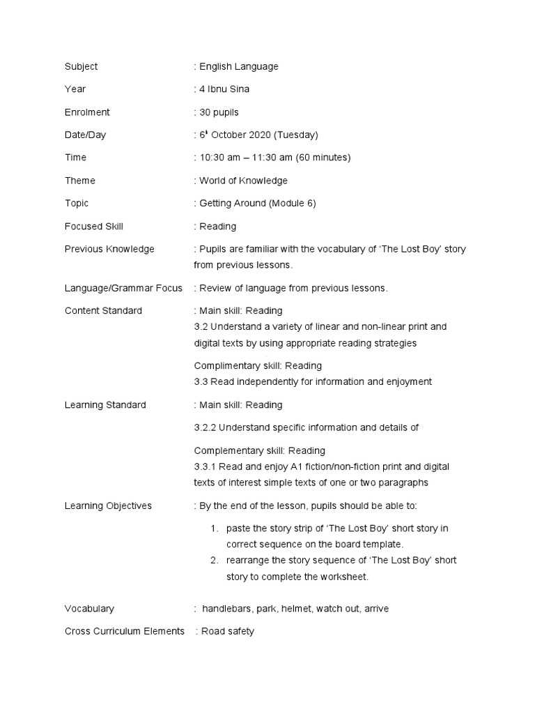 Reading Year 4 Module 6 Getting Around | PDF | Worksheet | Teachers