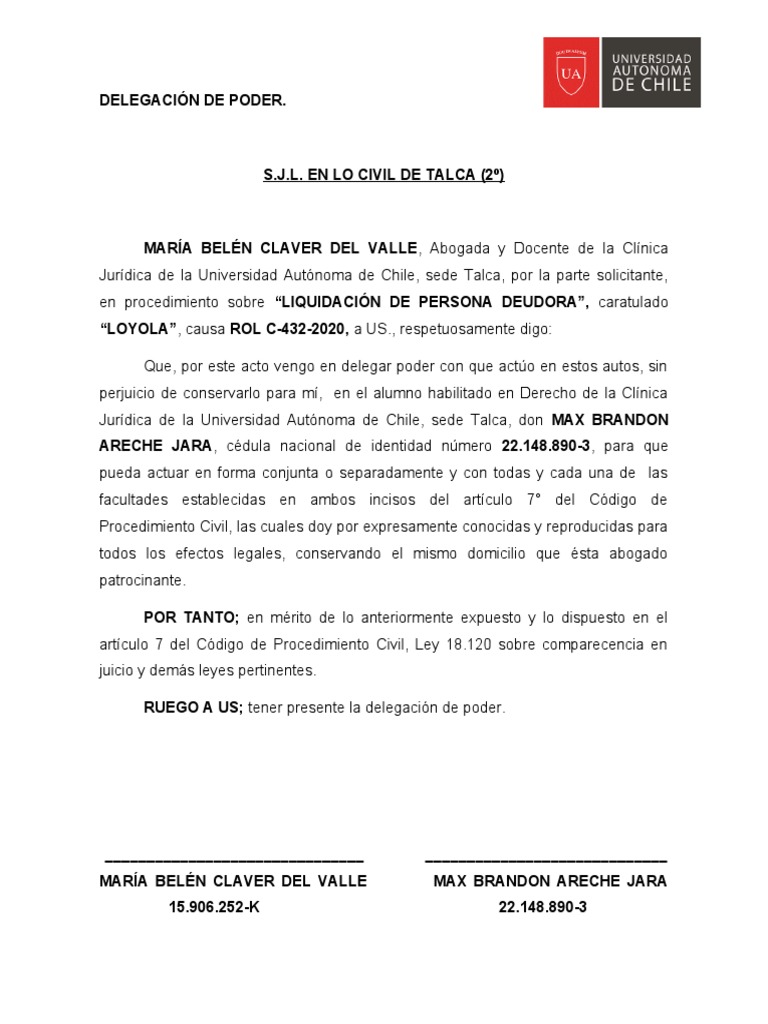 Delega Poder C-432-2020 Liquidacion de Persona Deudora | PDF | Derecho