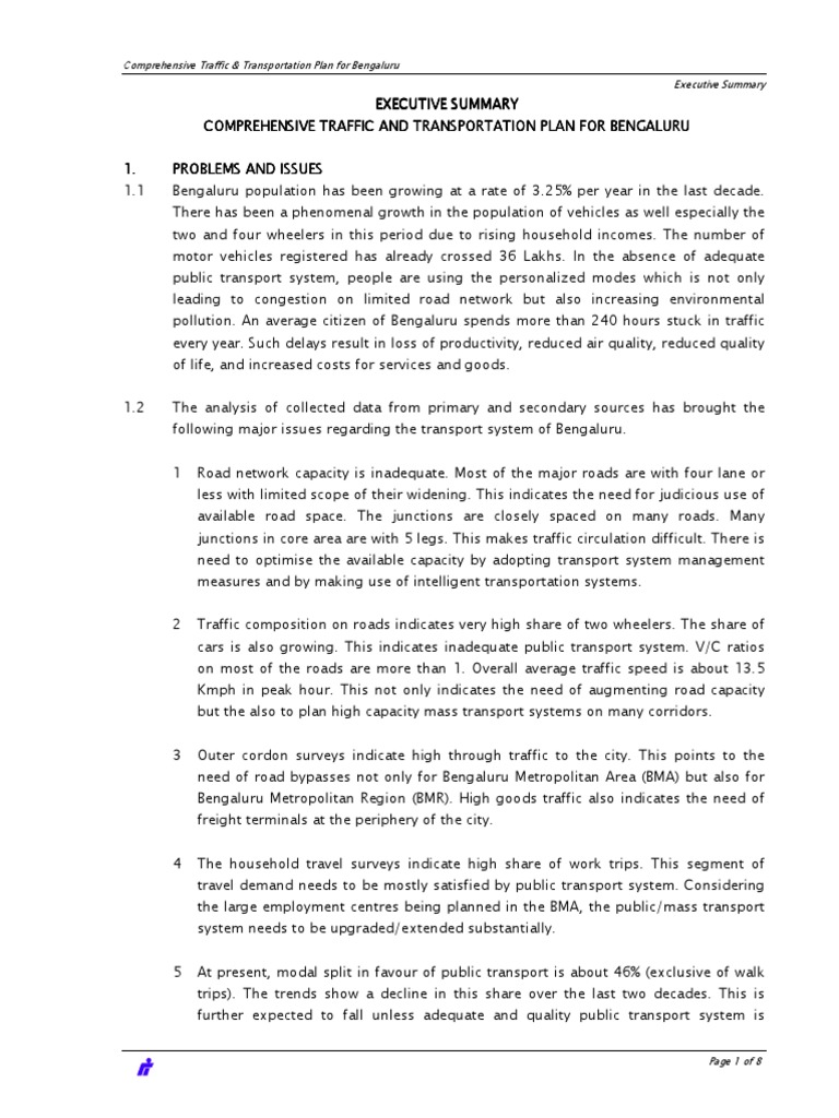 Executive Summary - CTTP | PDF | Public Transport | Transport