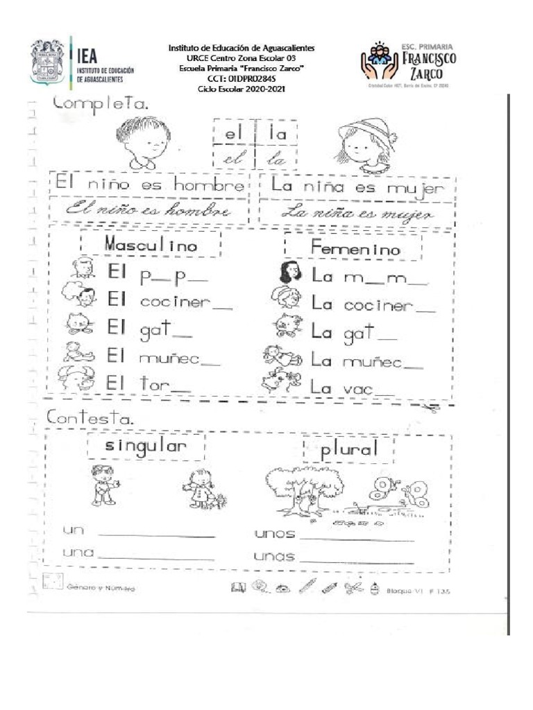 Hoja de Trabajo Femenino y Masculino | PDF