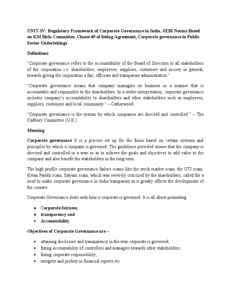 Becg Unit-4. | PDF | Corporate Governance | Governance