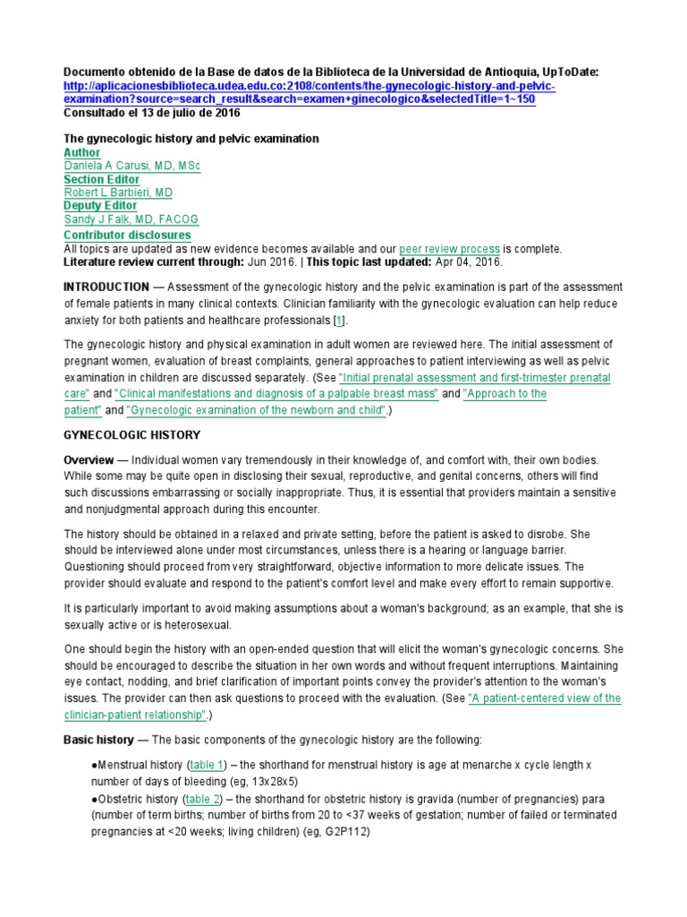A Comprehensive Guide to Evaluating the Gynecologic History and ...