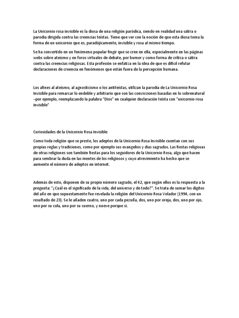 Unicornio Rosa Invisible Exposicion | PDF | Ciencias sociales | Filosofía