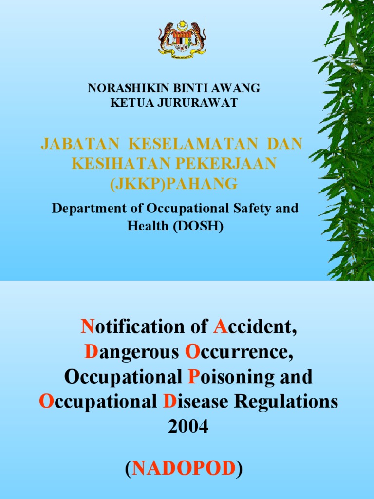 Jabatan Keselamatan Dan Kesihatan Pekerjaan (JKKP) Pahang: Department ...