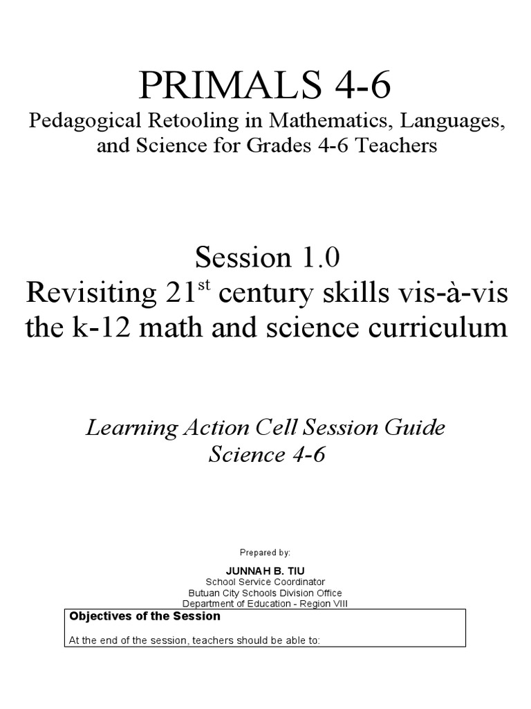 1.0 Revisiting 21st Century Skills Vis A Vis The K 12 Math and Science ...