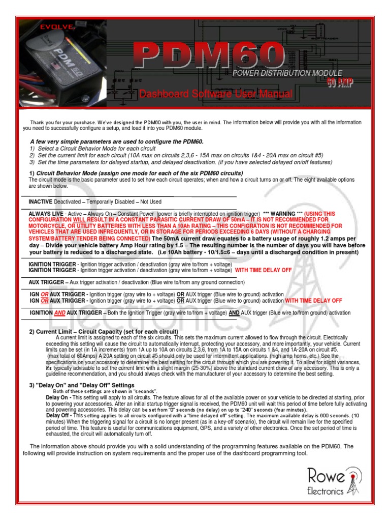 Rowe Electronics pdm60 Power Distribution Module | PDF | Electrical ...